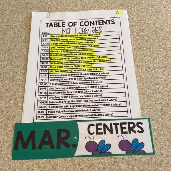 Other | Teacher Grab Bag Box Math Center Activities For March | Poshmark